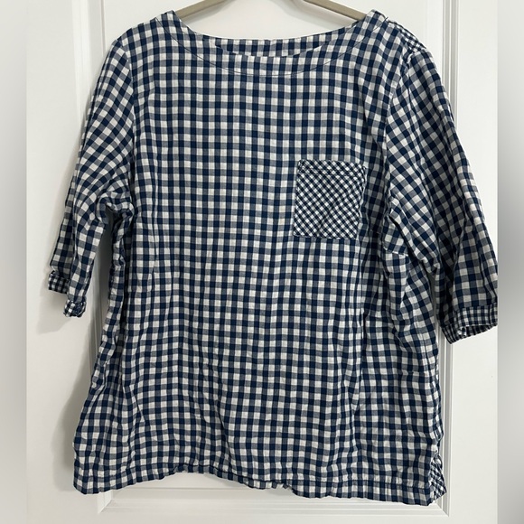 J. Jill | Tops | Jjill Navy Check Pattern Blouse Large | Poshmark